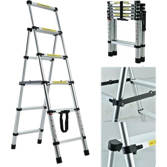 4+5 Escabeaux Échelle Pliante Échelle Télescopique A-Frame Léger ...