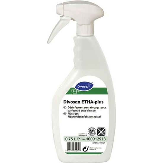 Détergent désinfectant sans rinçage Divosan Etha-plus spray Diversey ...