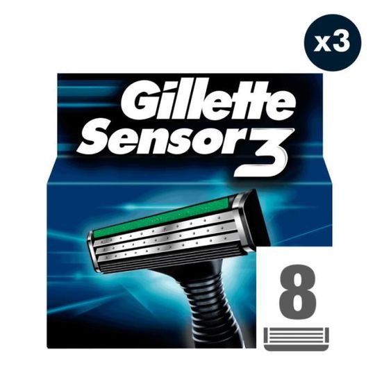 Lames de rasoir - Gillette - Sensor3 - 3x8 - Confort optimal - Pour ...