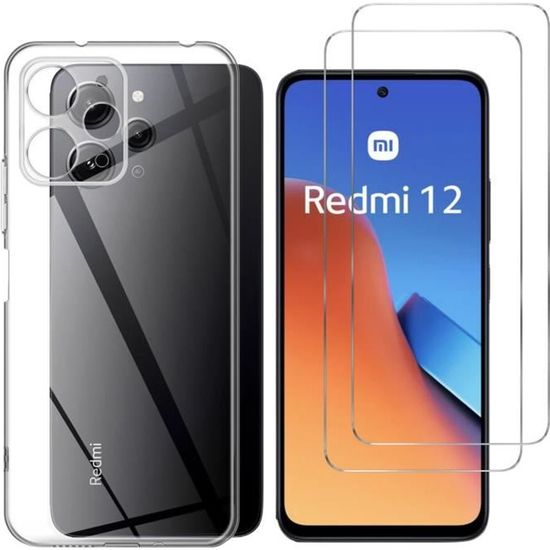 Coque pour Xiaomi Redmi 12 4G et 2 Verres Trempé Film Protection Ecran ...