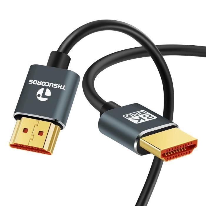 Extra slim 8k 4k câble hdmi 0,5m, ultra fins flexibles hdmi 2.1 souple ...