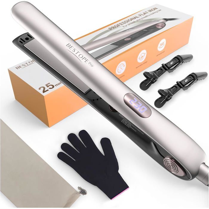 BESTOPE PRO Lisseur Cheveux, 2 en 1 Lisseur Boucleur Cheveux Antistatique Revetement Ceramique ...