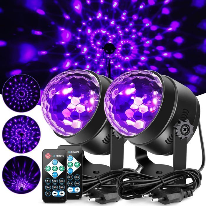 LITAKE UV Boule Disco Lères, LED Lampe de Scène 6W 7 Modes d'éclairage ...