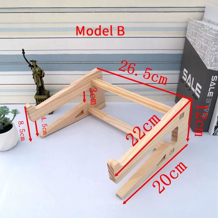 Modèle B - Support en bois pour ordinateur portable, support de refroidissement pour ordinateur ...