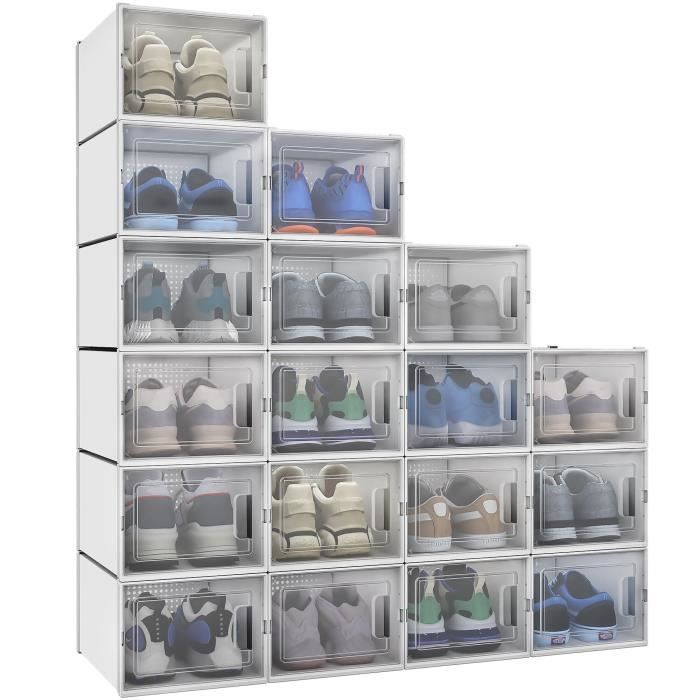 DWVO Lot de 18 Boîtes à Chaussures pliables, Boîte de Rangement pour ...