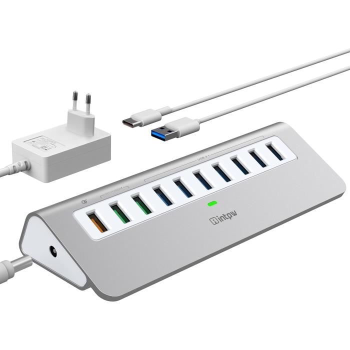 Hub Usb Alimenté 10Gbps, 10 Ports Hub Usb 3.1 Gen 2 Avec 7 Ports De ...