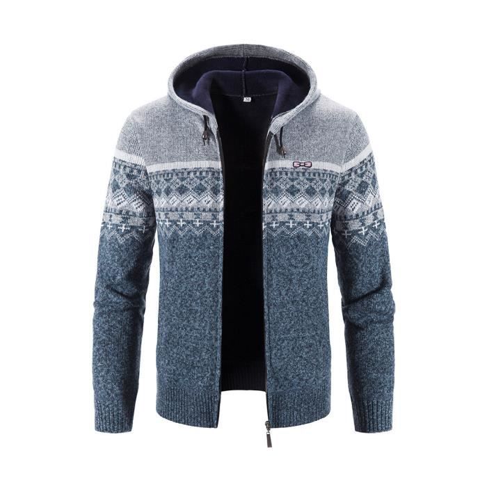 Gilet-cardigan,Pull décontracté avec fermeture éclair pour Homme, tricot, grande taille, automne ...