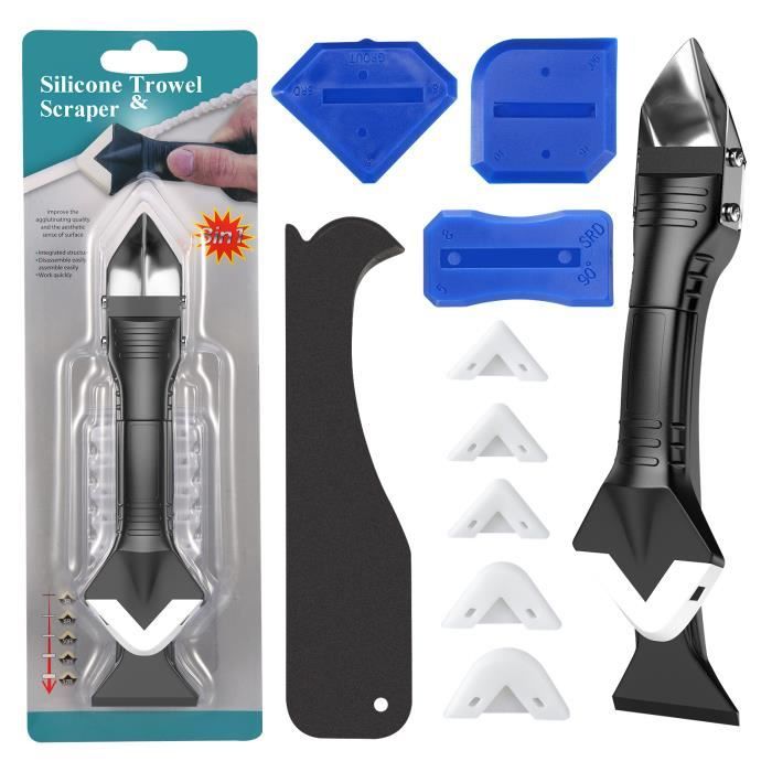 Buse de calfeutrage 3 en 1 en silicone(acier inoxydable), grattoir ...