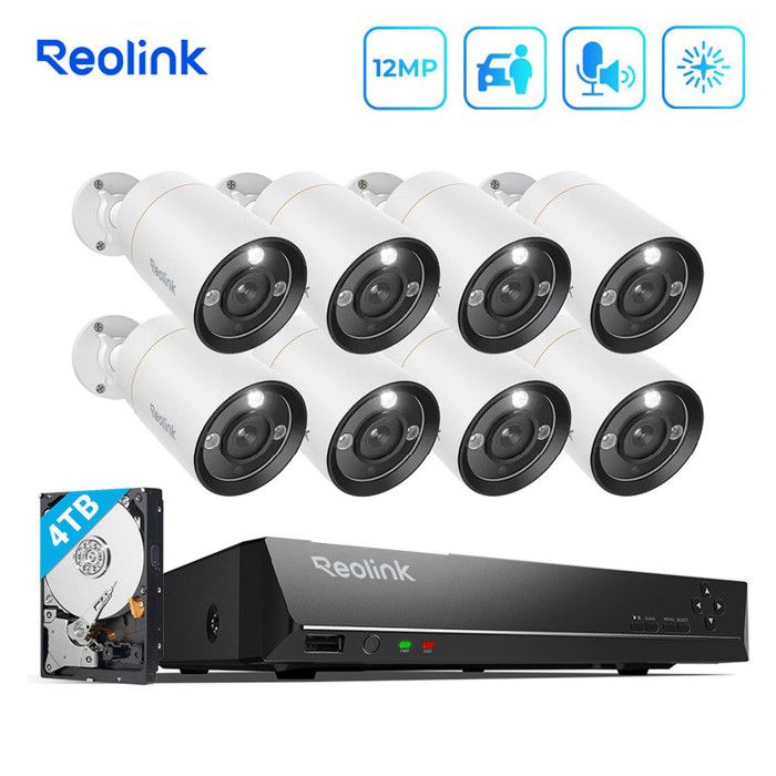 Reolink Kit Vidéo Surveillance,12MP 8X Bullet Caméra IP PoE avec Audio+ ...