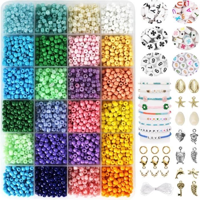 Lot de 4000 perles à enfiler en verre coloré de 4 mm pour bracelets ... Lot de 4000 perles à enfiler en verre coloré de 4 mm pour bracelets ...