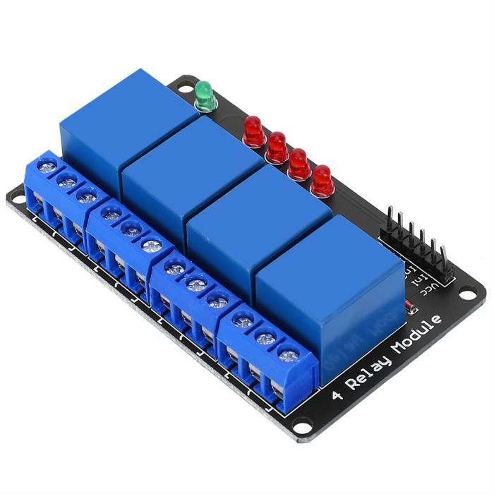 VBESTLIFE Module relais 4 canaux Module de Relais 4 Voies Plaque Noire 3V Bas Niveau avec Lampe ...