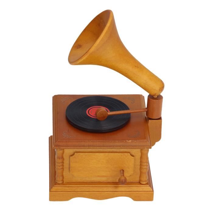 Boîte à musique gramophone en bois - VINGVO - Simulation en bois ...