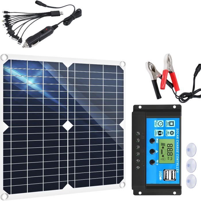50W Kit Panneau Solaire Monocristallin+Contrôleur de charge solaire 100A pour Charge la Batterie ...