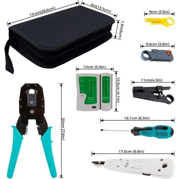 Testeur de Network Réseau Cable - Kit d'Outils Réseau 12 pièces - pour ...