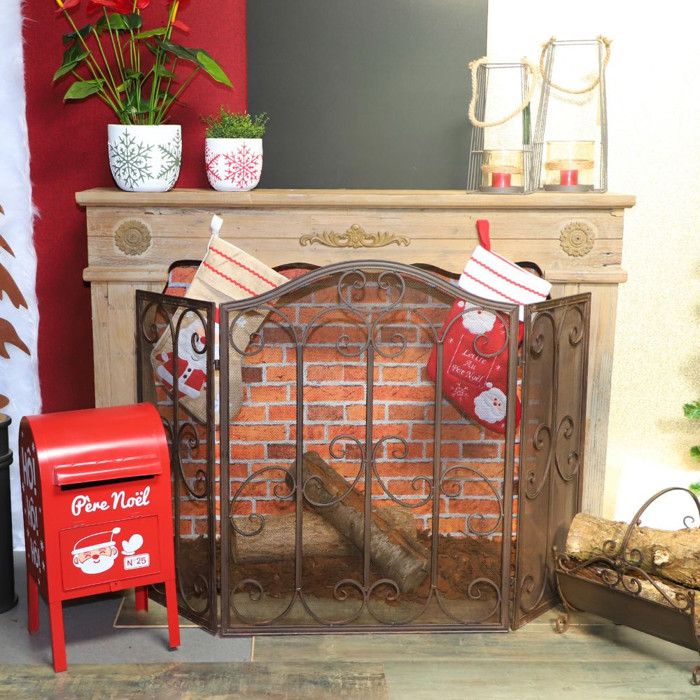 Pare-feu de cheminée en métal marron 69 x 34 x 85 cm - Cdiscount Bricolage
