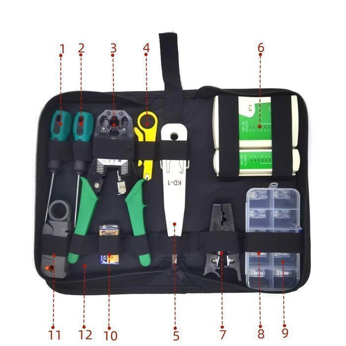 Testeur de Network Réseau Cable - Kit d'Outils Réseau 12 pièces - pour ...