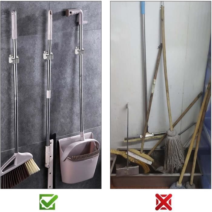 Support Balai Mural À Franges, 6 Pièces Accroche Balai Mural, À Usage ...