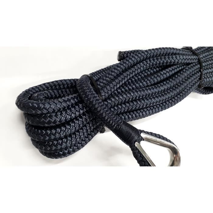 Corde Amarre Ø 10mm Bout 6M Bleu Cosse inox Epissure Haute Résistance ...