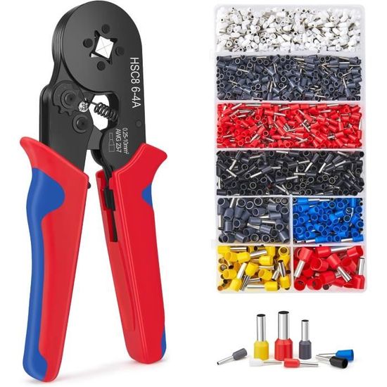 Cosses Electriques a Sertir, 0.25-10mm²Pince a Sertir, Cliquet Auto-Adjuvsable Pince a Sertir ...
