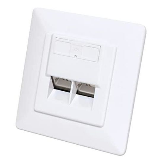 Prise murale RJ45 Cat6a STP - INTELLINET - 2 ports - Blindée - Blanc ...