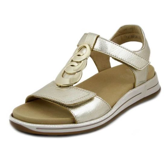 Chaussure confort pour femme, cuir souple or-platine, semelle amovible ...