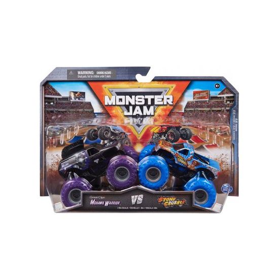 Coffret Monster Jam Mowark Worrior Et Stone Crusher - Voiture noire bleue - Set 2 V?hicules ...