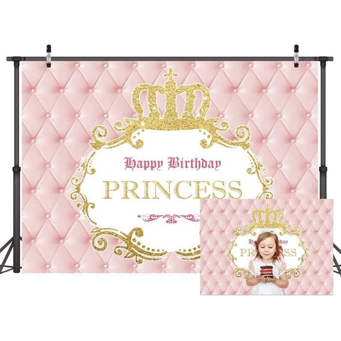 7x5FT Rose Anniversaire Toile de Fond Or Couronne Fille Joyeux ...