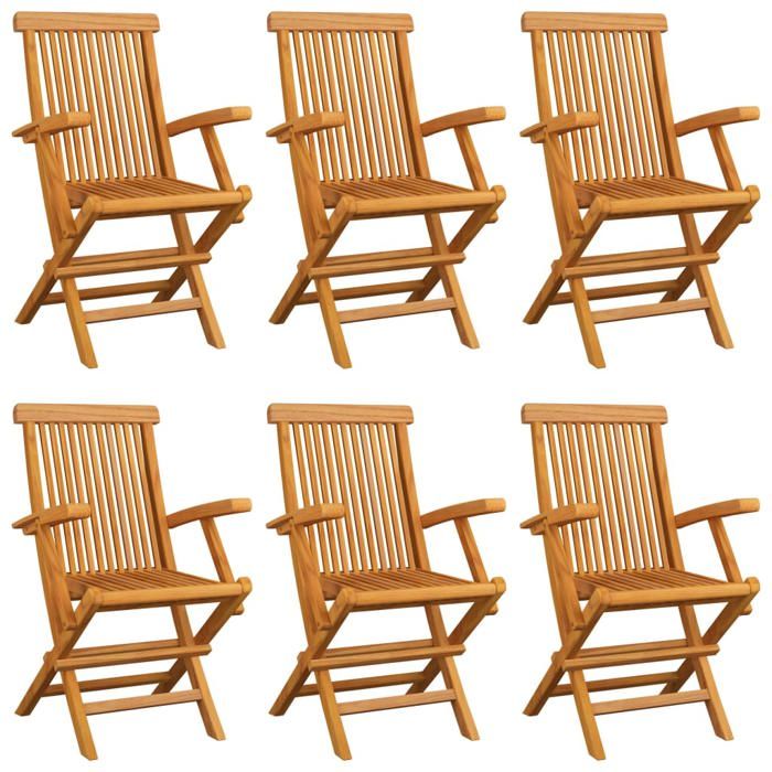 "SWEETY" Chaises de jardin avec coussins - bleu lot de 6 Bois teck massif - anticorrosion - 46 ...