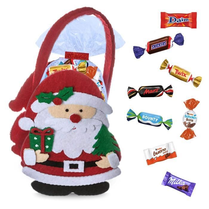 Panier Noël garni de 60 chocolats Kinder, Milka, Daim, Célébrations ...