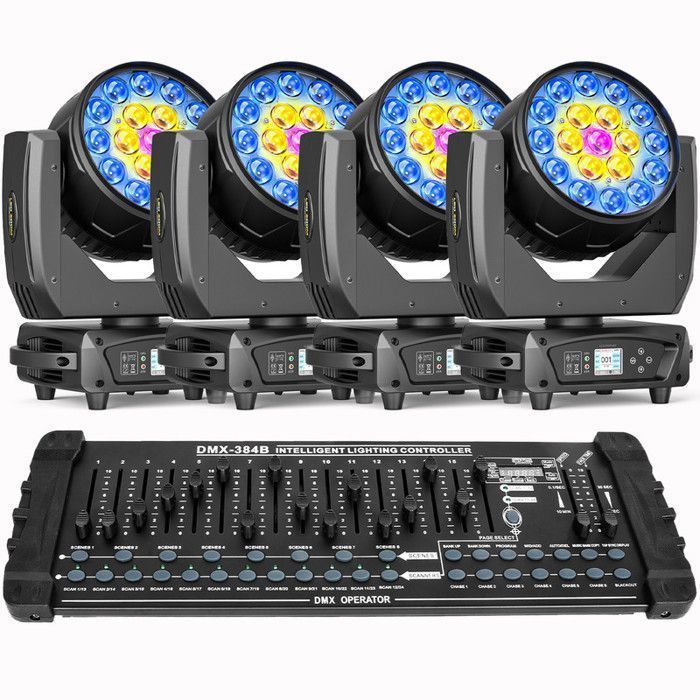 UKing 380W 19 Lyre LED RGBW - Jeux de Lumiere DJ Zoom Beam Wash DMX ...