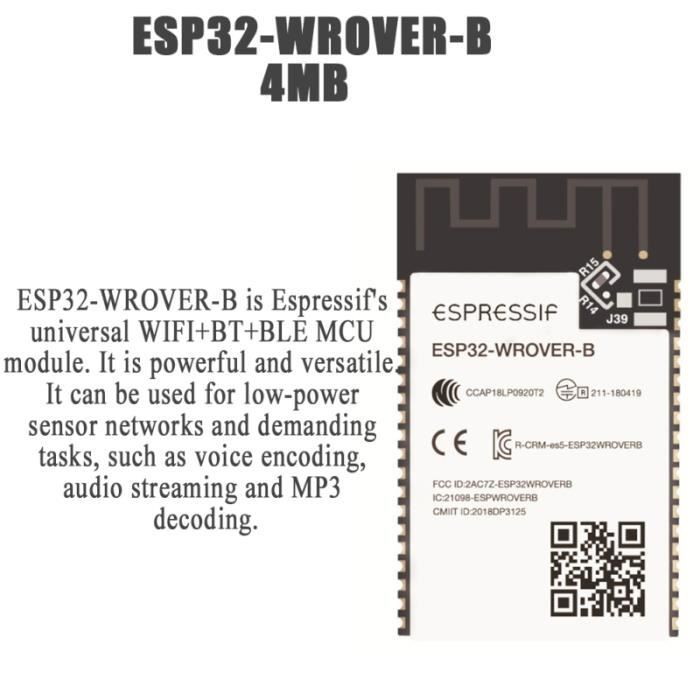 ESP32-WROVER-B - 1PCS ESP32 Développement WiFi + Bluetooth Ultra Faible Consommation D'énergie ...