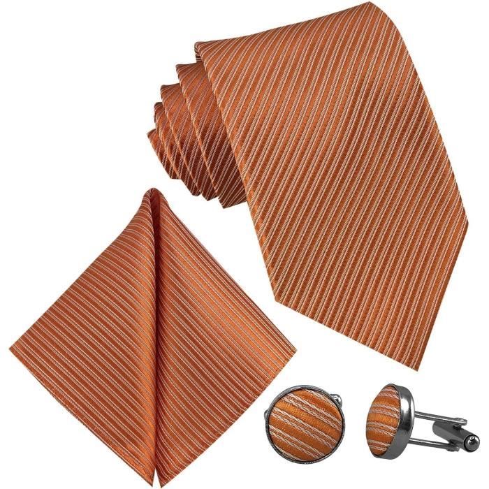 Lot De 3 Cravates Larges Pour Homme Avec Rayures, Boutons De Manchette ...