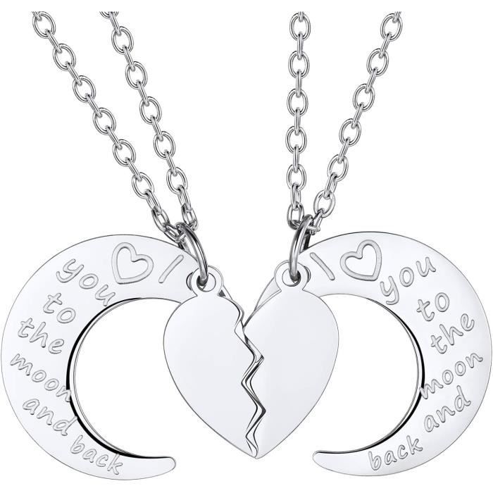 Collier Couple Personnalisé - Bi[n1181] - Pendentif Coeur Séparable ...