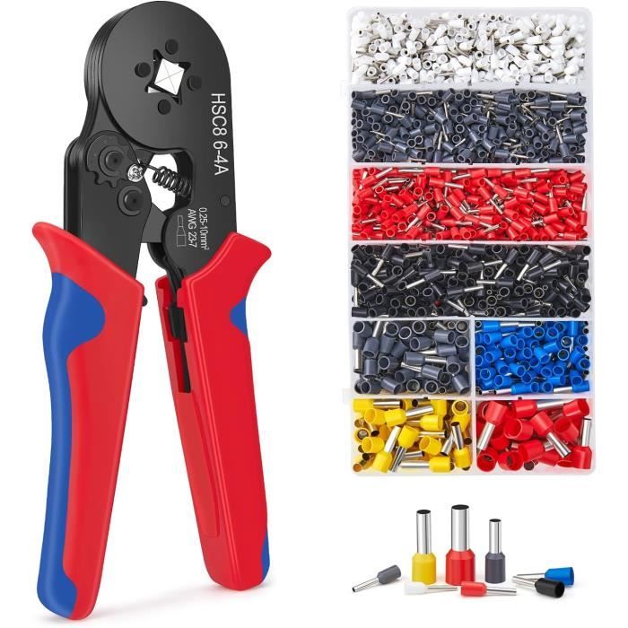 Cosses Electriques a Sertir, 0.25-10mm²Pince a Sertir, Cliquet Auto-Adjuvsable Pince a Sertir ...