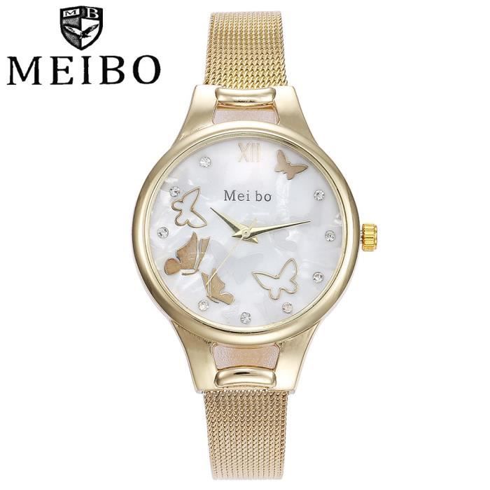 Meibo Casual Quartz en acier inoxydable Papillon Montre Femme ...