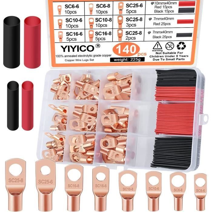 Cosses Electriques a Sertir Cosses de Câble 60 pièces Cosse a Sertir ...