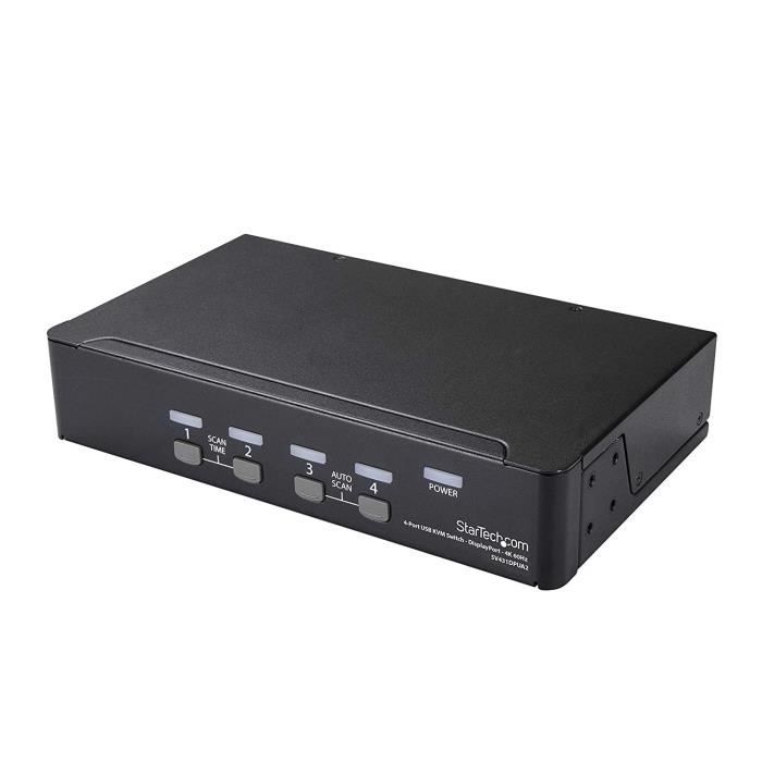 StarTech.com Switch KVM DisplayPort 4K 60 Hz à 4 ports avec hub USB 2.0 intégré - Commutateur ...