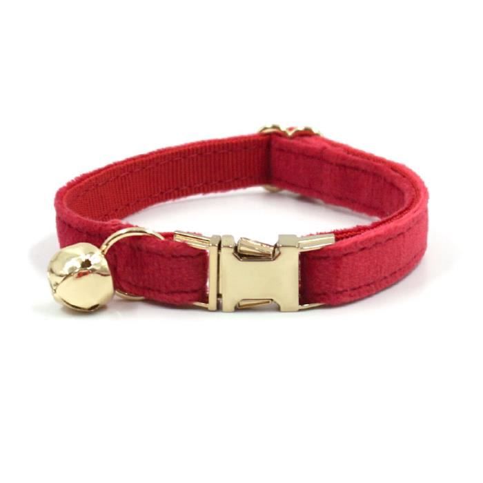 Collier,Collier de luxe en velours rouge et or Rose pour chat, boucles ...