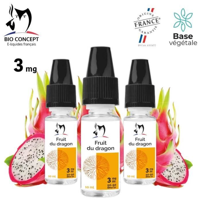 3 E-liquides Fruit du Dragon BioConcept - 3mg - 50-50 - 10ml ...