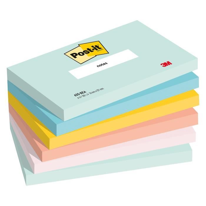 Notes Repositionnables Couleurs Beachside Post It 76 X 127 Mm Bloc De
