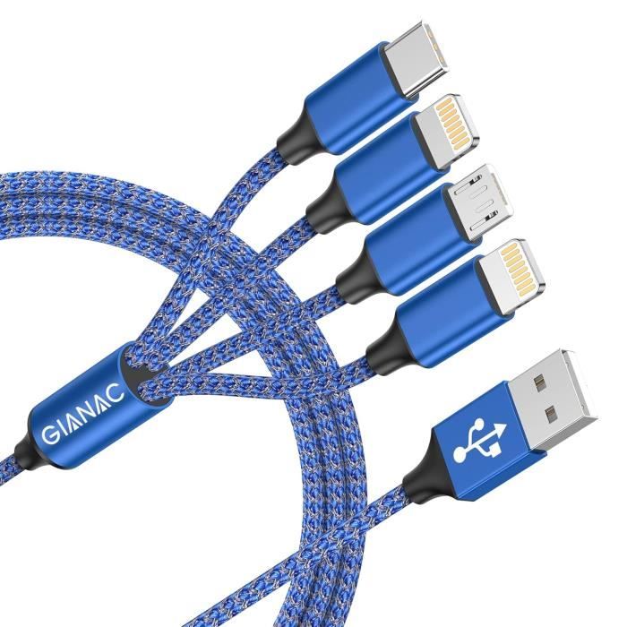 Câble Multi Chargeur,4 En 1 Câble Universel,[1.2M] Câble Multi Usb De ...