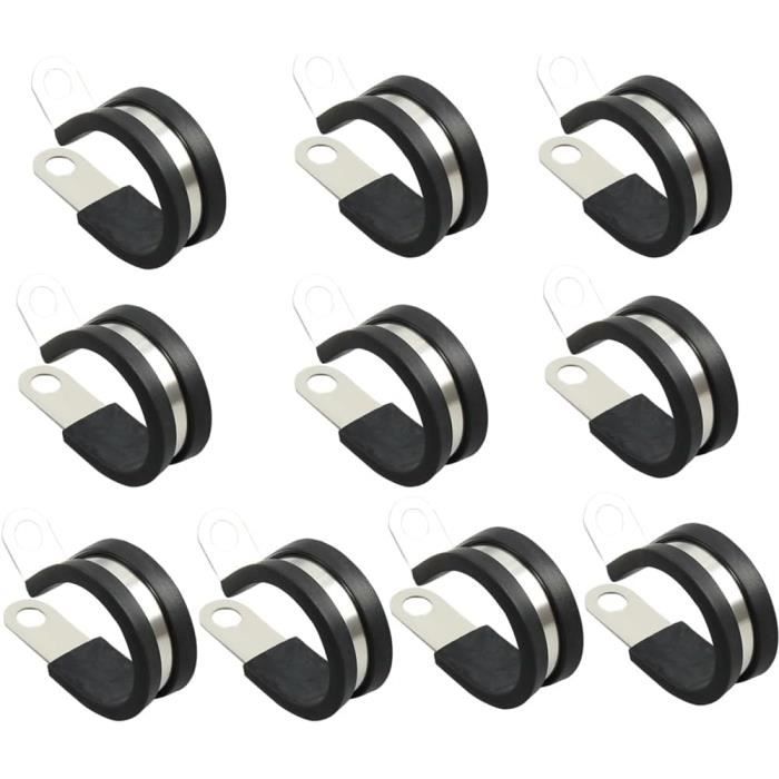 NICAVKIT 10 pcs 22mm serre-câbles en caoutchouc P clips colliers de serrage colliers de serrage ...