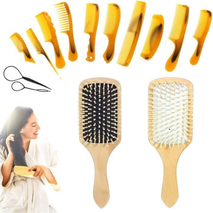 Brosse cheveux bois bambou,CHENKEE Brosse à Cheveux Respectueuse de L ...