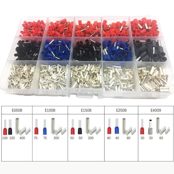 COSSE ELECTRIQUE,1530pcs kit--Kit de connecteur de Terminal tubulaire à ...