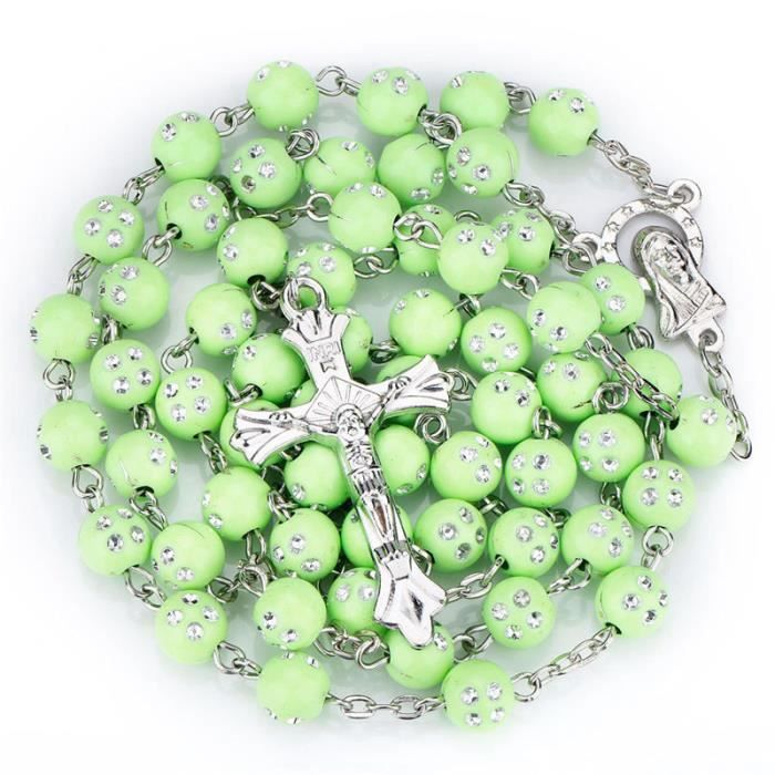 CHAPELET,style3-7--Collier chapelet avec pendentif religieux fait à la ...