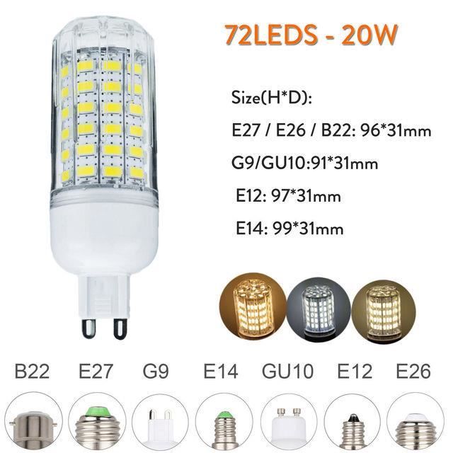 Ampoule,20W 72LEDs-220V-Neutral White-GU10--Ampoule Épis De Maïs 1000 ...