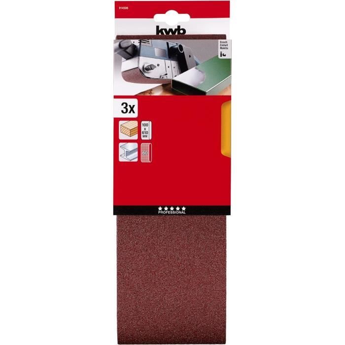 10x bande abrasive en toile, 75 x 533 mm, K-100, corindon supérieur ...