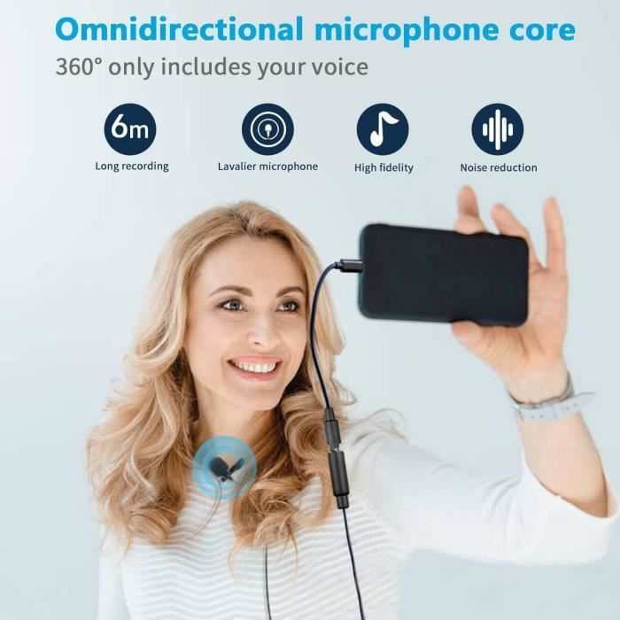 Lavalier Lightning Microphone Pour Ios Iphone 13 Vlog,20 Ft-6M By-M2 ...