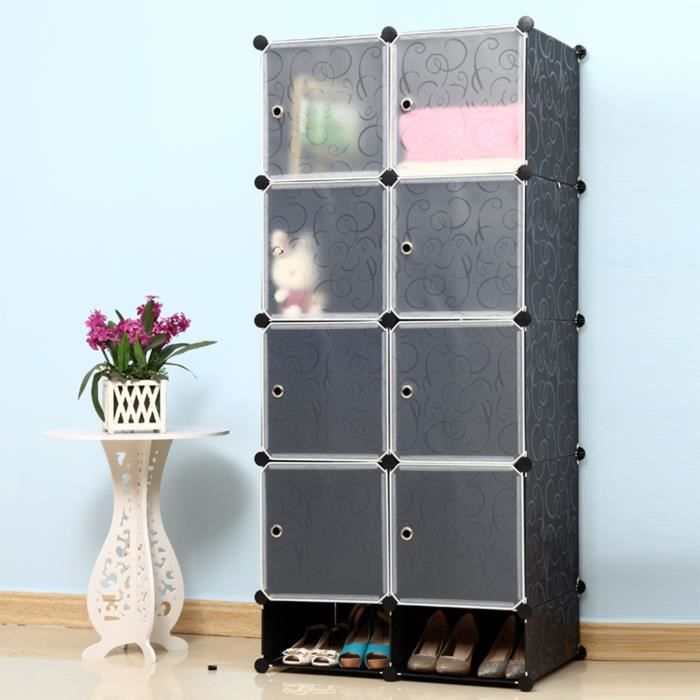 HENGMEI Armoire de rangement 8 boîtes avec porte DIY Étagère Système ...