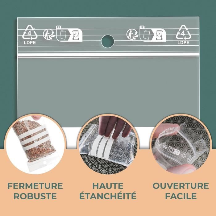 Sachets Zip Transparent 3 Bandes Blanches 7 Tailles Disponibles \U2013 ...